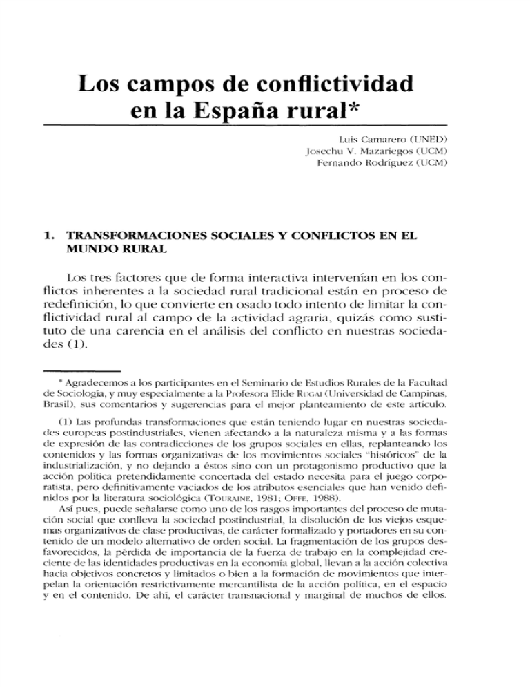 Los campos de conflictividad en la España rural