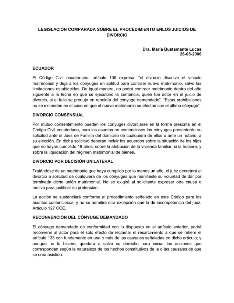 legislación comparada sobre el procedimiento enlos juicios de