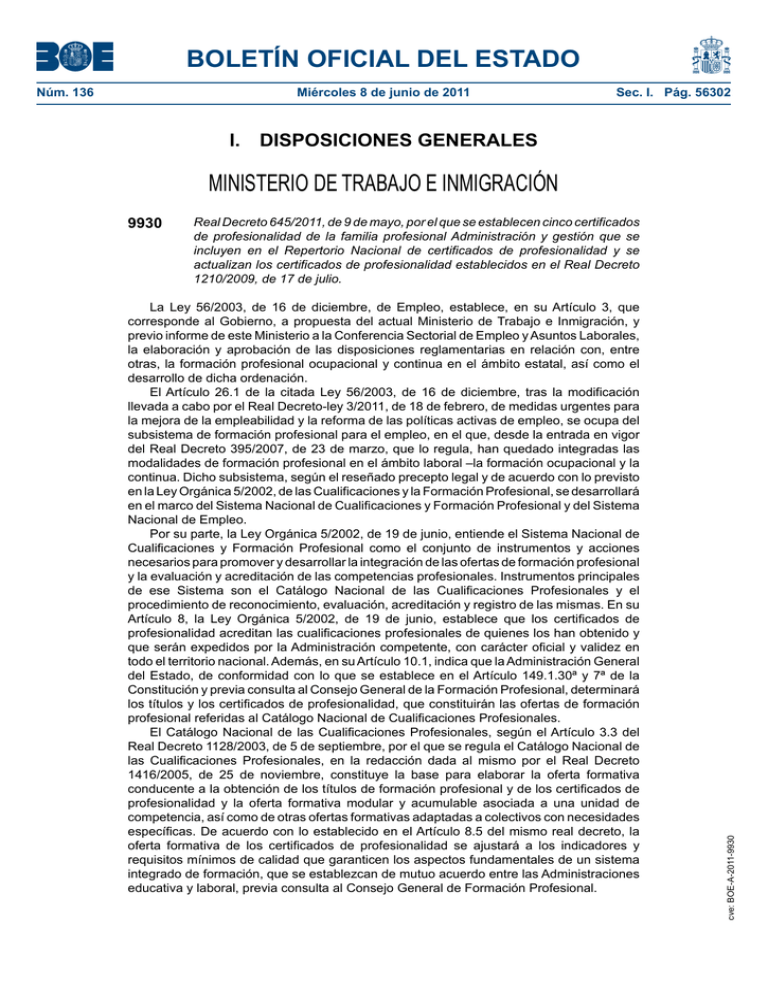 boletín oficial del estado - Servicio Público de Empleo Estatal