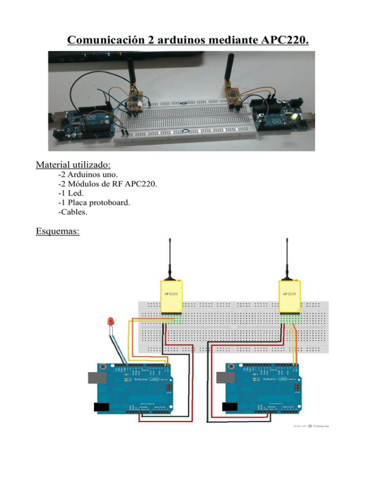 Comunicación 2 arduinos mediante APC220.