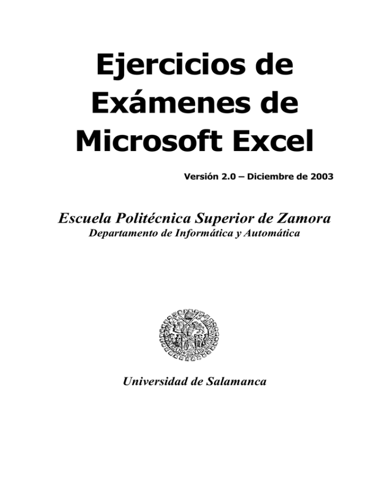 Ejercicios de Exámenes de Microsoft Excel