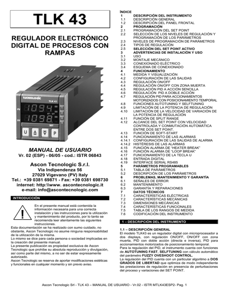 TLK 43 - Ascon Tecnologic S.r.l.