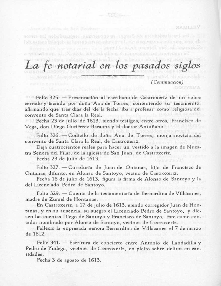 La fe notarial en los pasados siglos