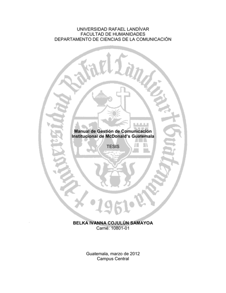 UNIVERSIDAD RAFAEL LANDÍVAR FACULTAD DE