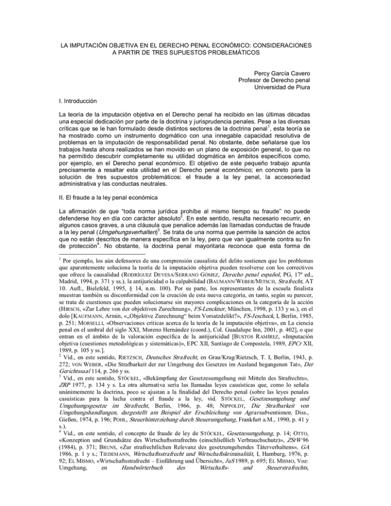 la imputación objetiva en el derecho penal económico