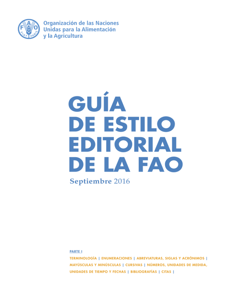 GUÍA DE ESTILO EDITORIAL DE LA FAO Septiembre