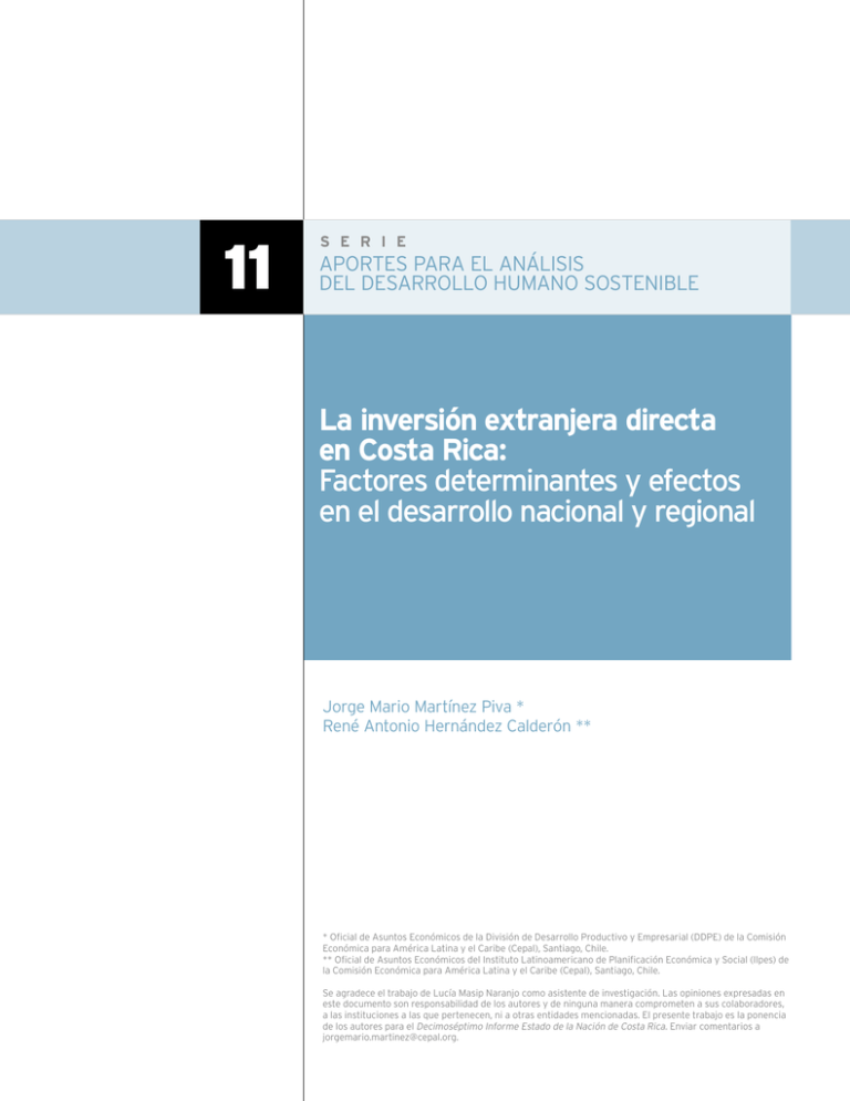 La inversión extranjera directa en Costa Rica: Factores