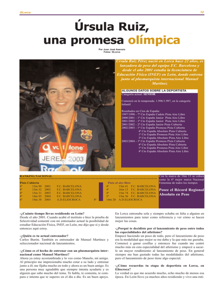 Úrsula Ruiz, una promesa olímpica