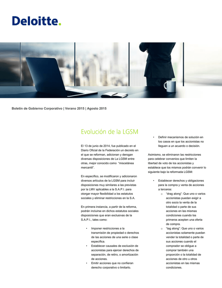 Evolución de la LGSM