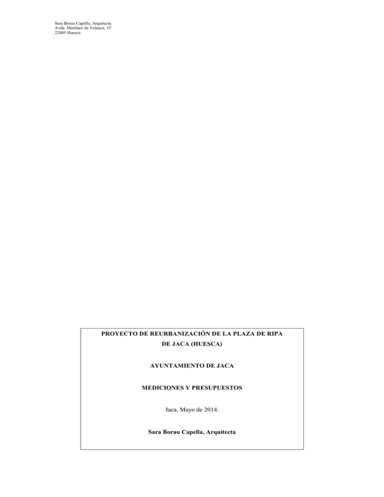 PROYECTO DE REURBANIZACIÓN DE LA PLAZA DE RIPA