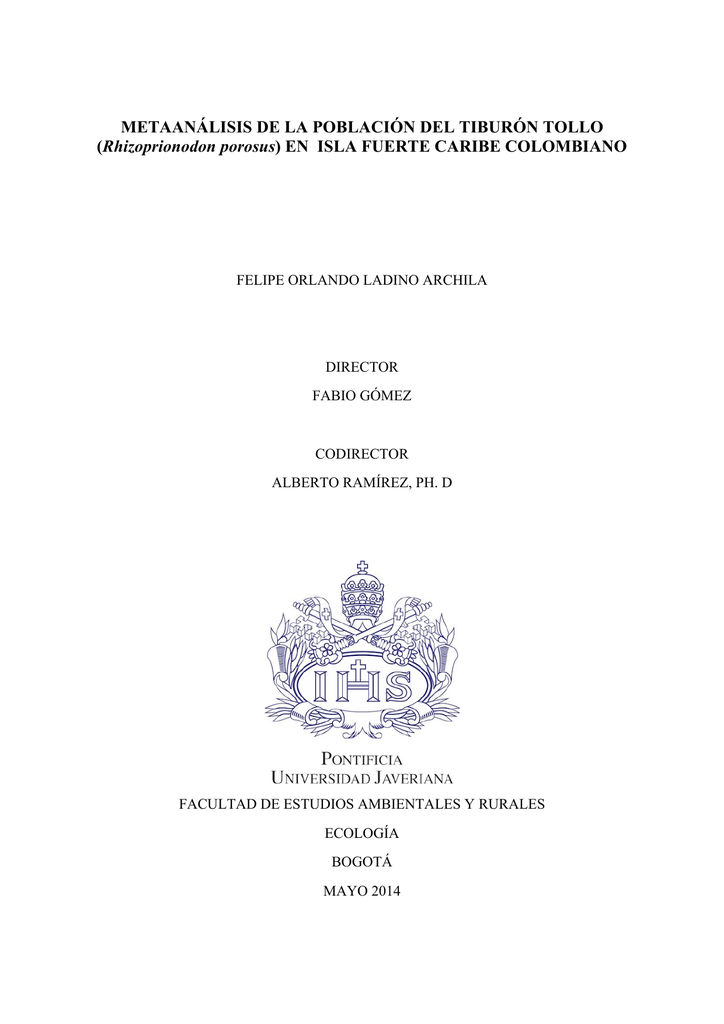 METAANÁLISIS DE LA POBLACIÓN DEL TIBURÓN TOLLO