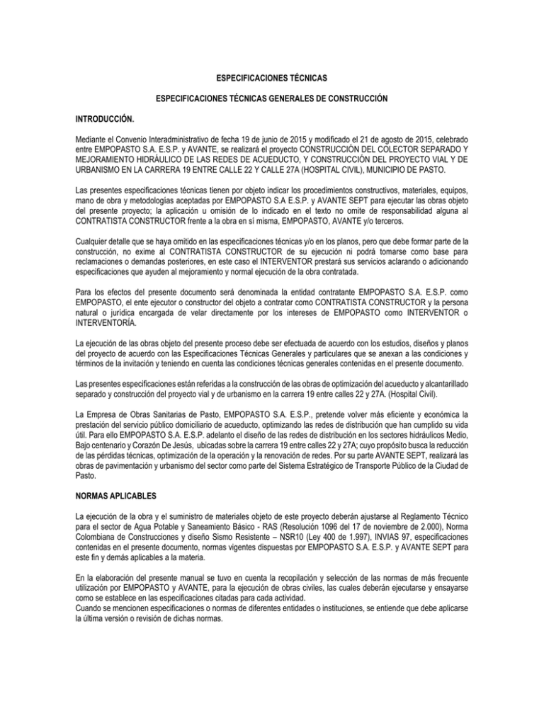 ESPECIFICACIONES TÉCNICAS