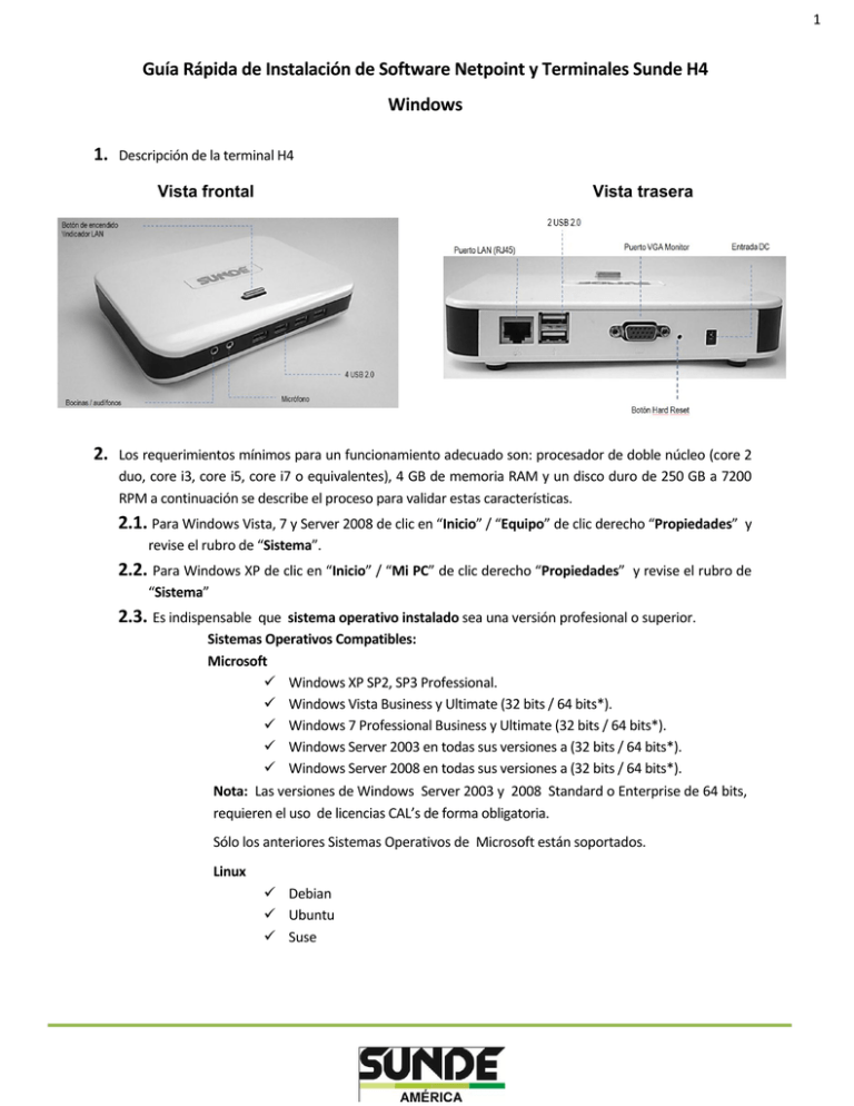 Guia rapida de instalacion SUNDE H4