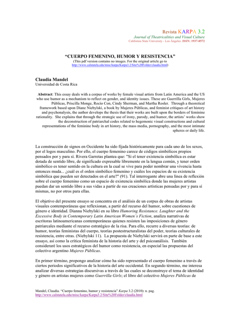 “CUERPO FEMENINO, HUMOR Y RESISTENCIA” Claudia Mandel