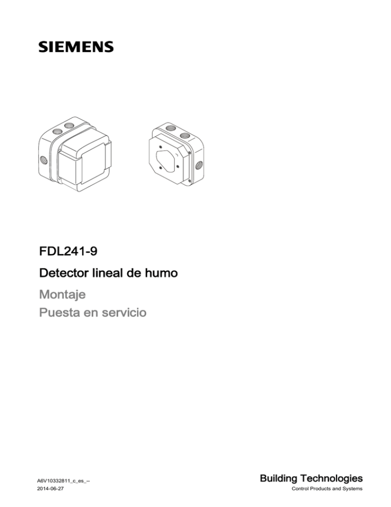 FDL241-9 Detector lineal de humo - Montaje/Puesta en