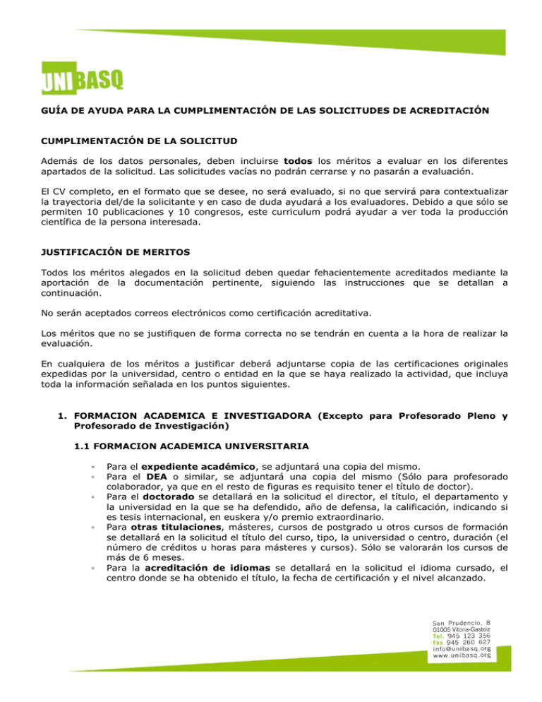 Guía del solicitante