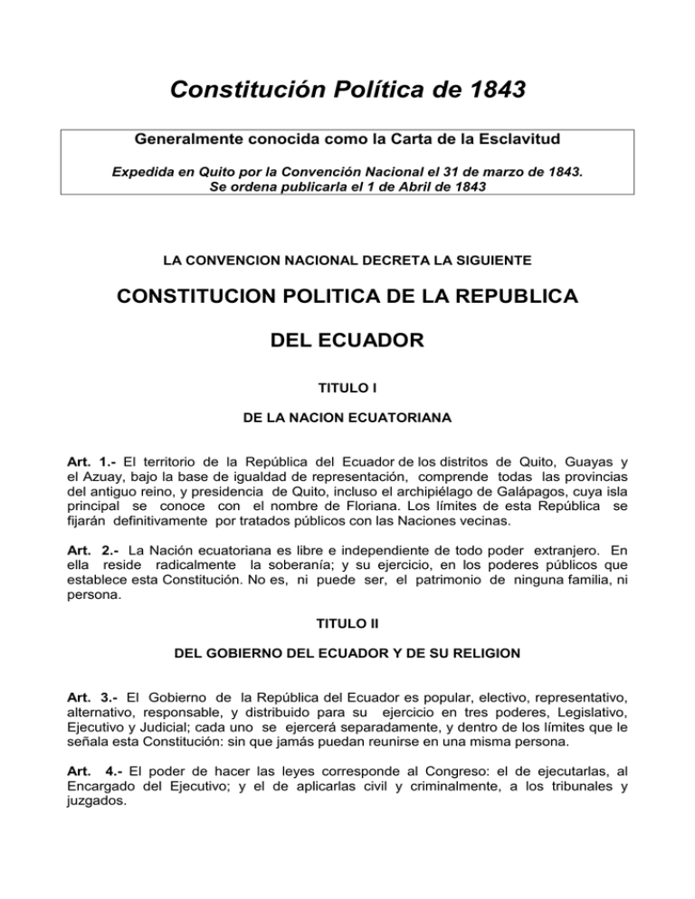 1843 Constitución - Corte Nacional de Justicia