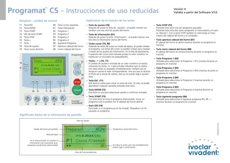 Programat® CS – Instrucciones de uso reducidas
