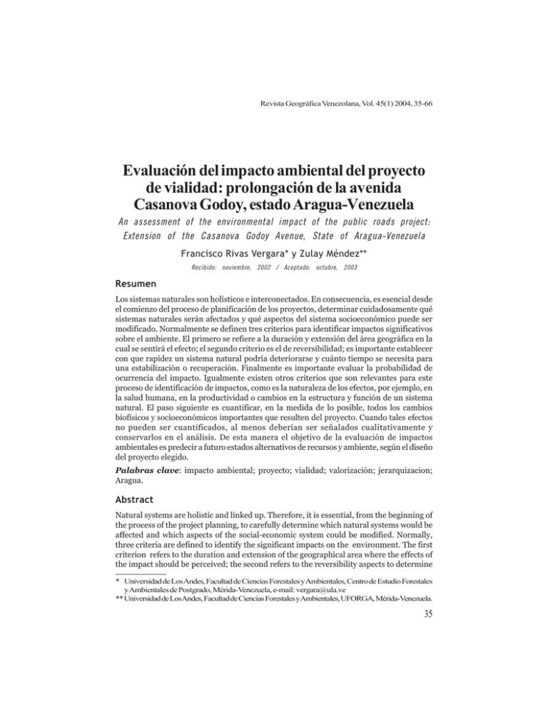 Evaluación del impacto ambiental del proyecto de