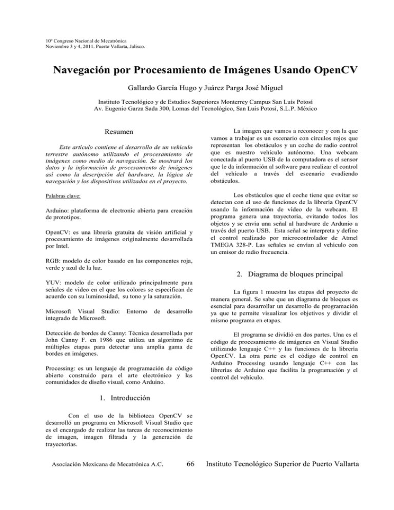 Navegación por Procesamiento de Imágenes Usando OpenCV