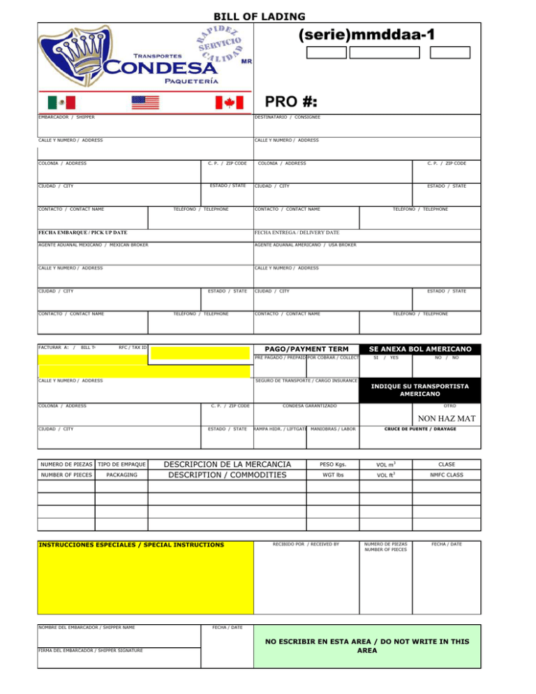 Descargar BOL CONDESA MEXICO