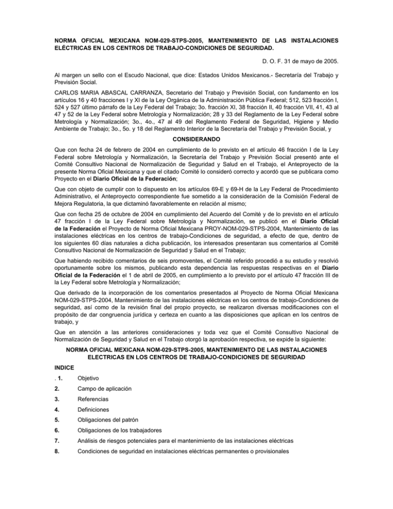 NOM-029-STPS-2005 - Orden Jurídico Nacional