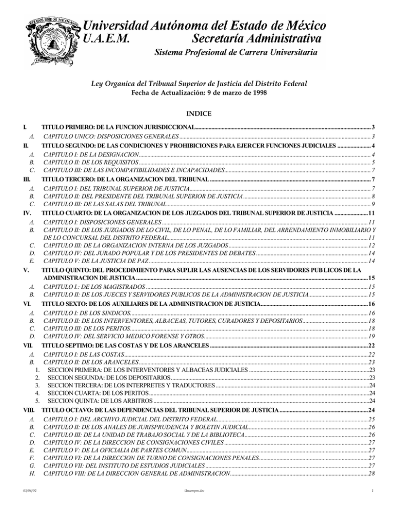 Ley Organica Del Tribunal Superior De Justicia Del Distrito Federal