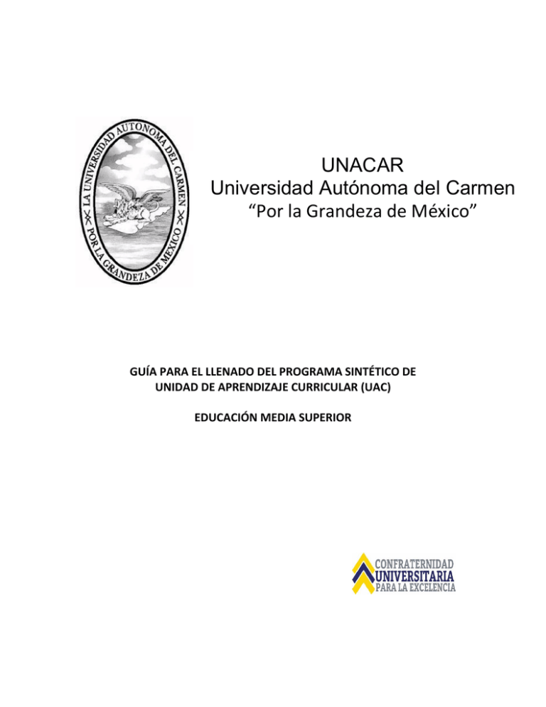 guía para el llenado del programa sintético de unidad de