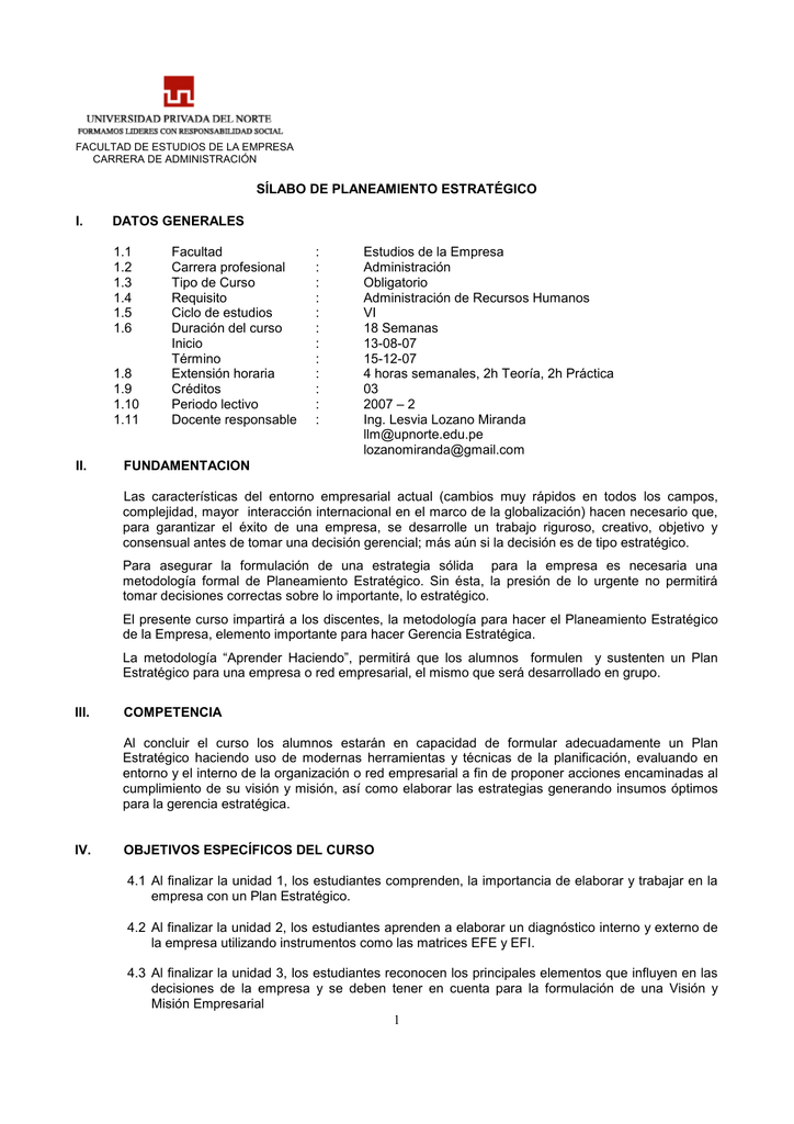 SILABO PLANEAMIENTO ESTRATEGICO