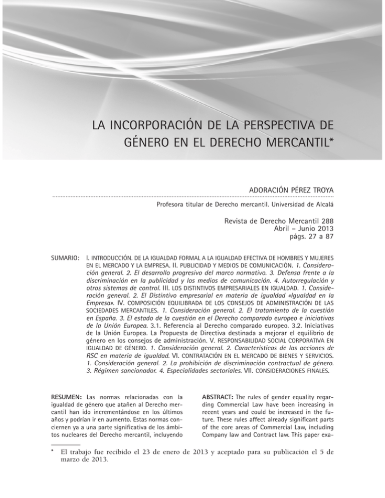 la incorporación de la perspectiva de género en el derecho mercantil