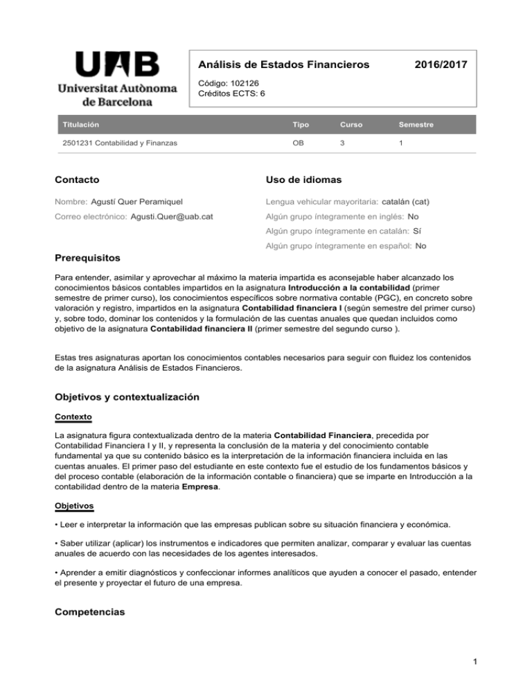 Análisis de Estados Financieros