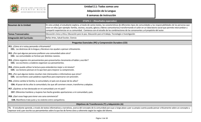 Unidad 2.1 Adquisición de la lengua