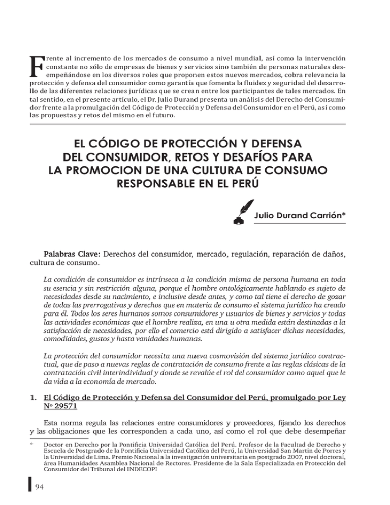 EL CÓDIGO DE PROTECCIÓN Y DEFENSA DEL CONSUMIDOR