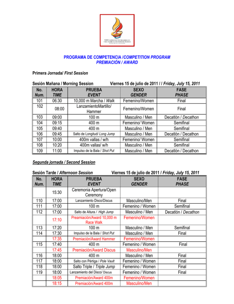 PROGRAMA DE COMPETENCIA /COMPETITION PROGRAM