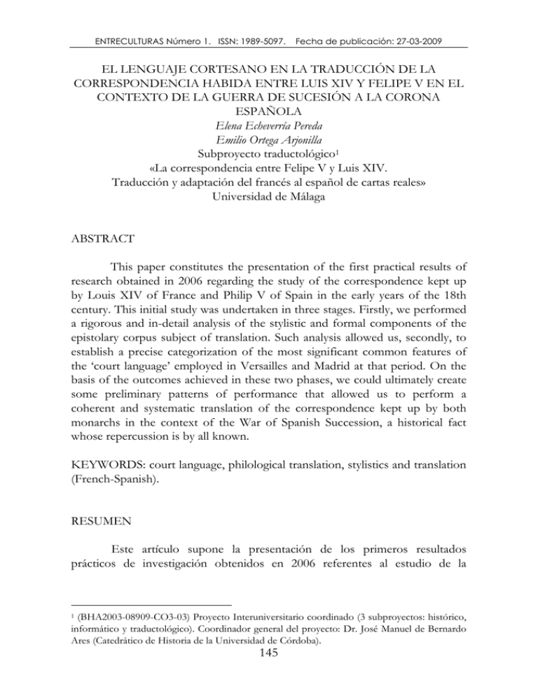 el lenguaje cortesano en la traducción de la