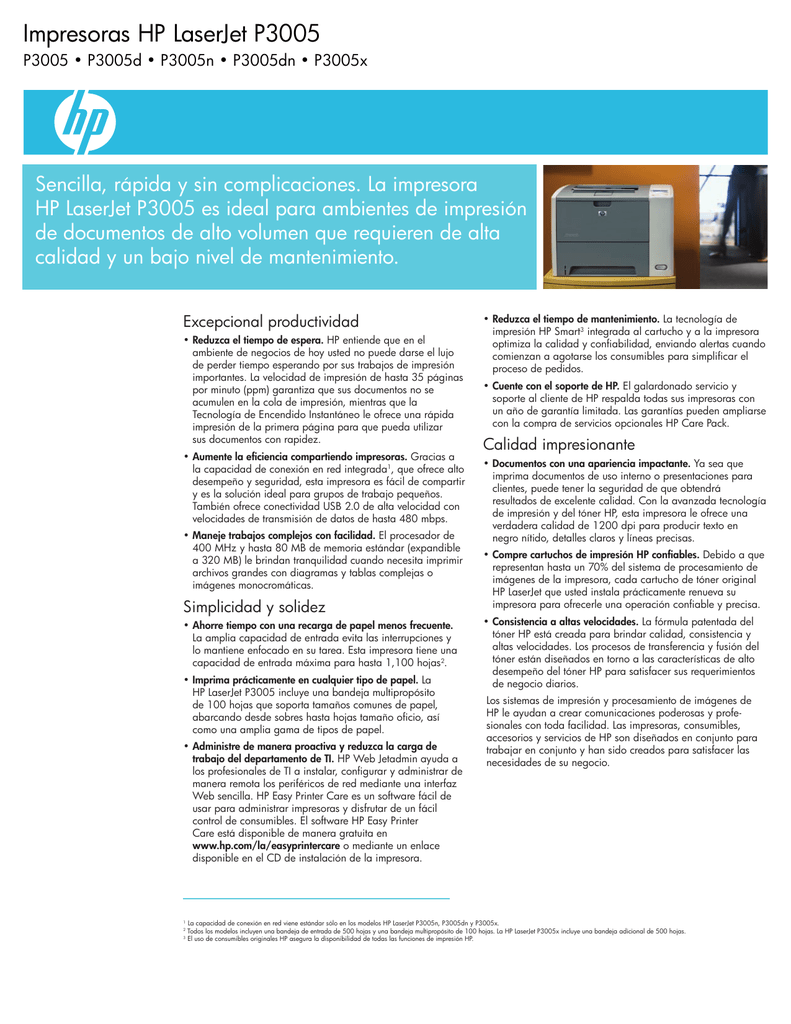Impresoras HP LaserJet P3005 - servicio tecnico impresoras y