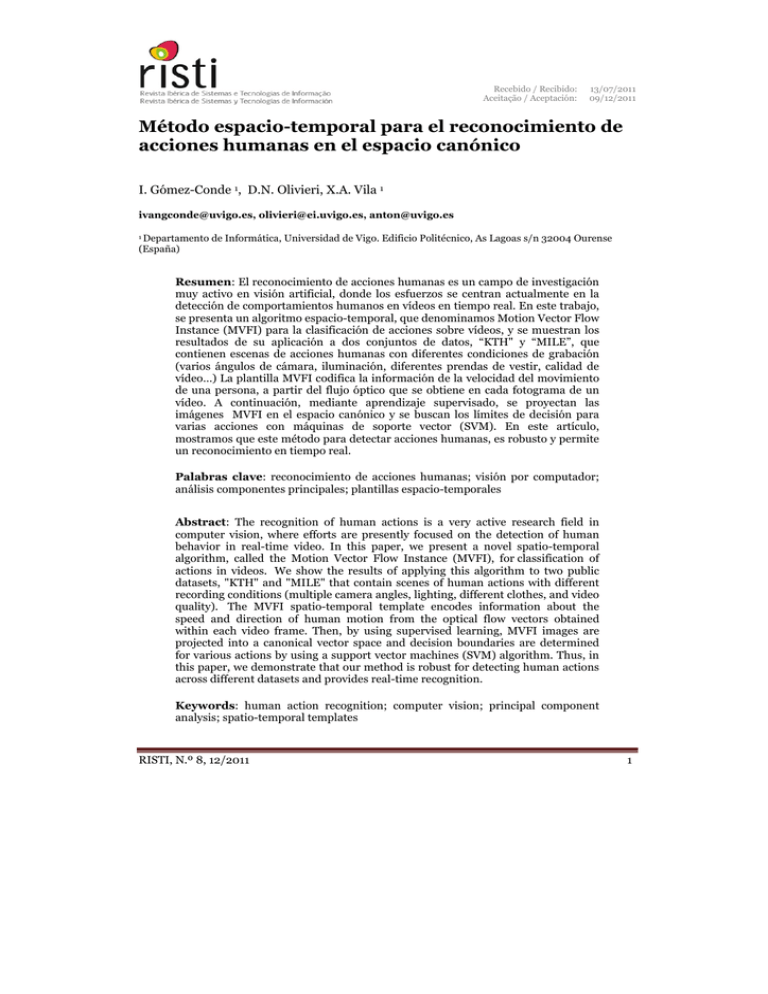 Método espacio-temporal para el reconocimiento de acciones