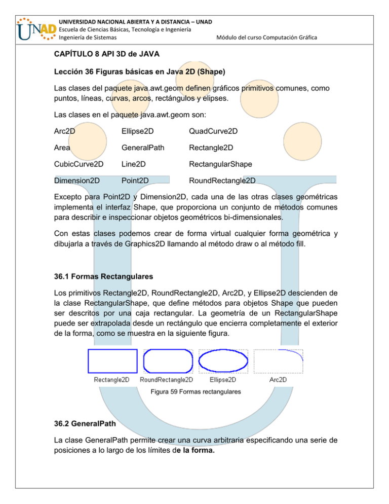 Las clases del paquete java.awt.geom definen gráfico