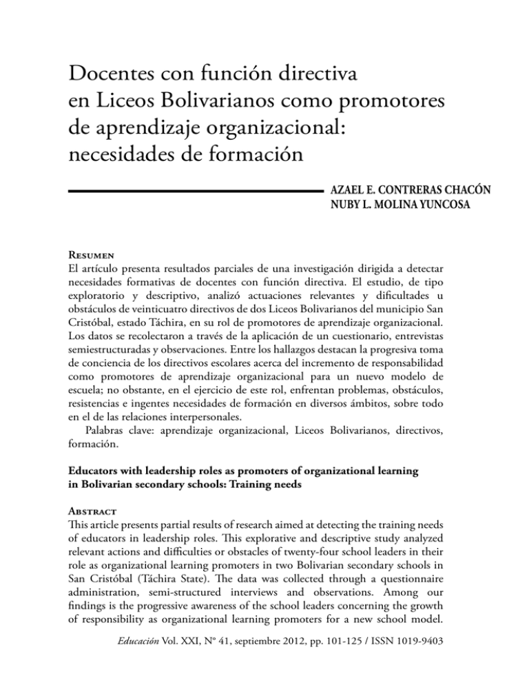 Docentes con función directiva en Liceos Bolivarianos como