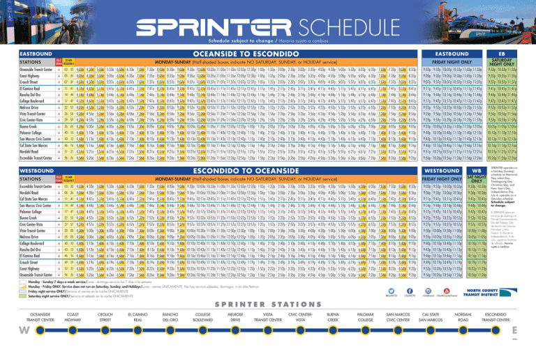 Horario del SPRINTER