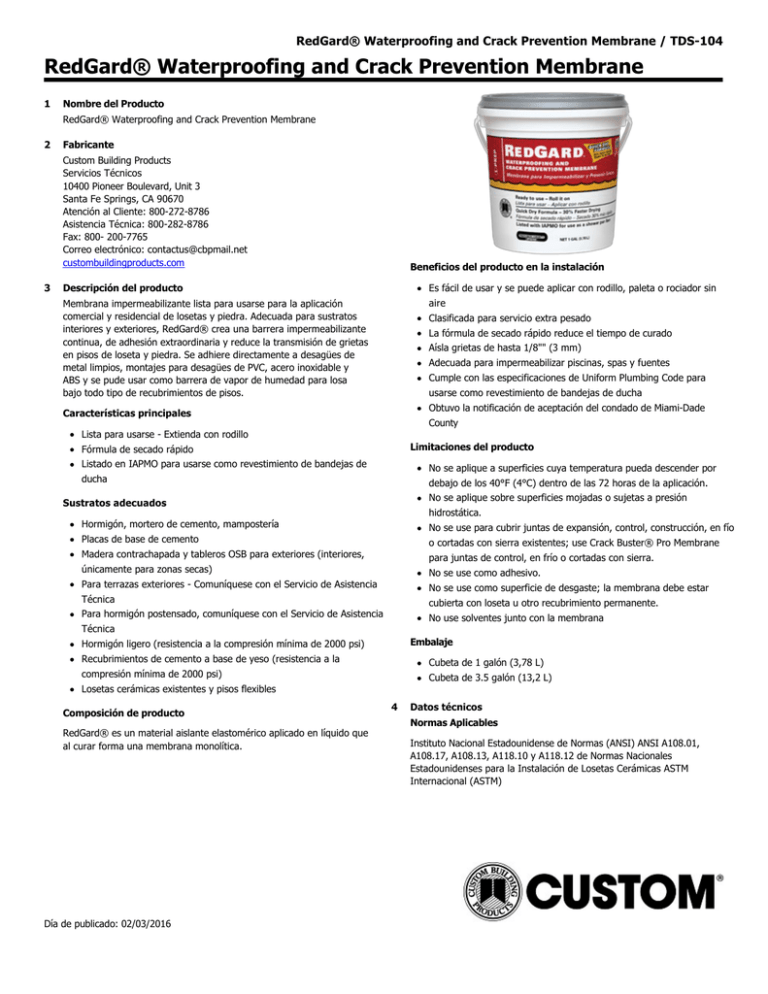 RedGard® Waterproofing and Crack Prevention Membrane