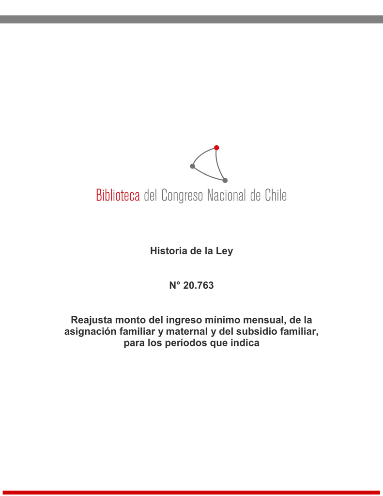 Historia de la Ley N° 20.763 Reajusta monto del ingreso mínimo