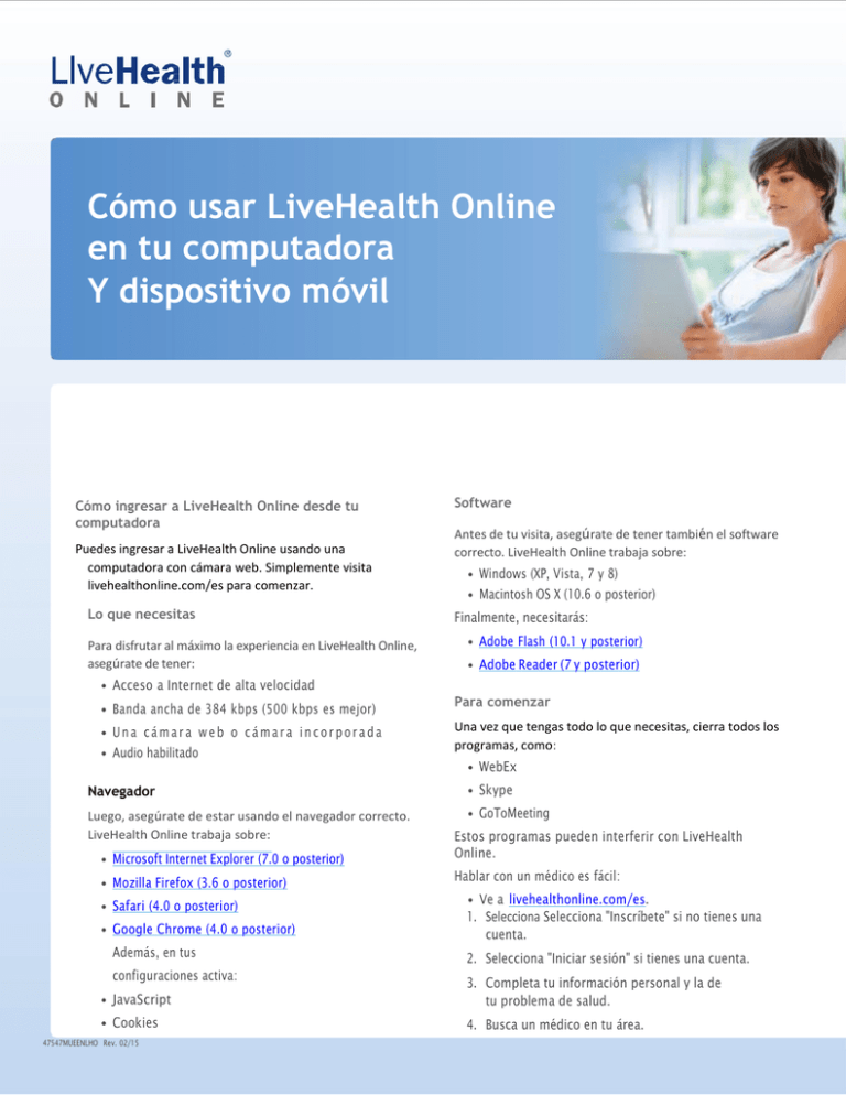 Cómo usar LiveHealth Online en tu computadora Y dispositivo móvil