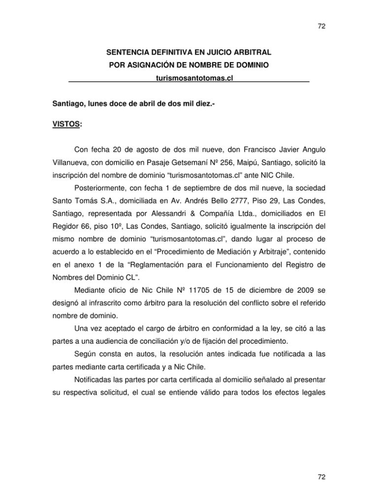 SENTENCIA DEFINITIVA EN JUICIO ARBITRAL POR