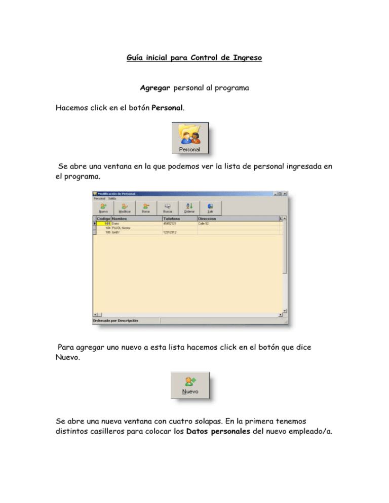 Manual Control de Ingreso