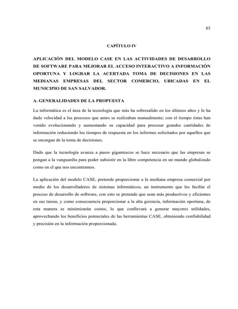 85 APLICACIÓN DEL MODELO CASE EN LAS ACTIVIDADES DE