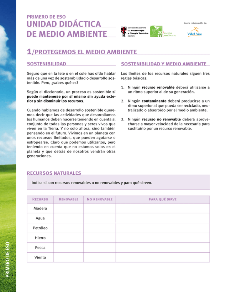UNIDAD DIDÁCTICA DE MEDIO AMBIENTE