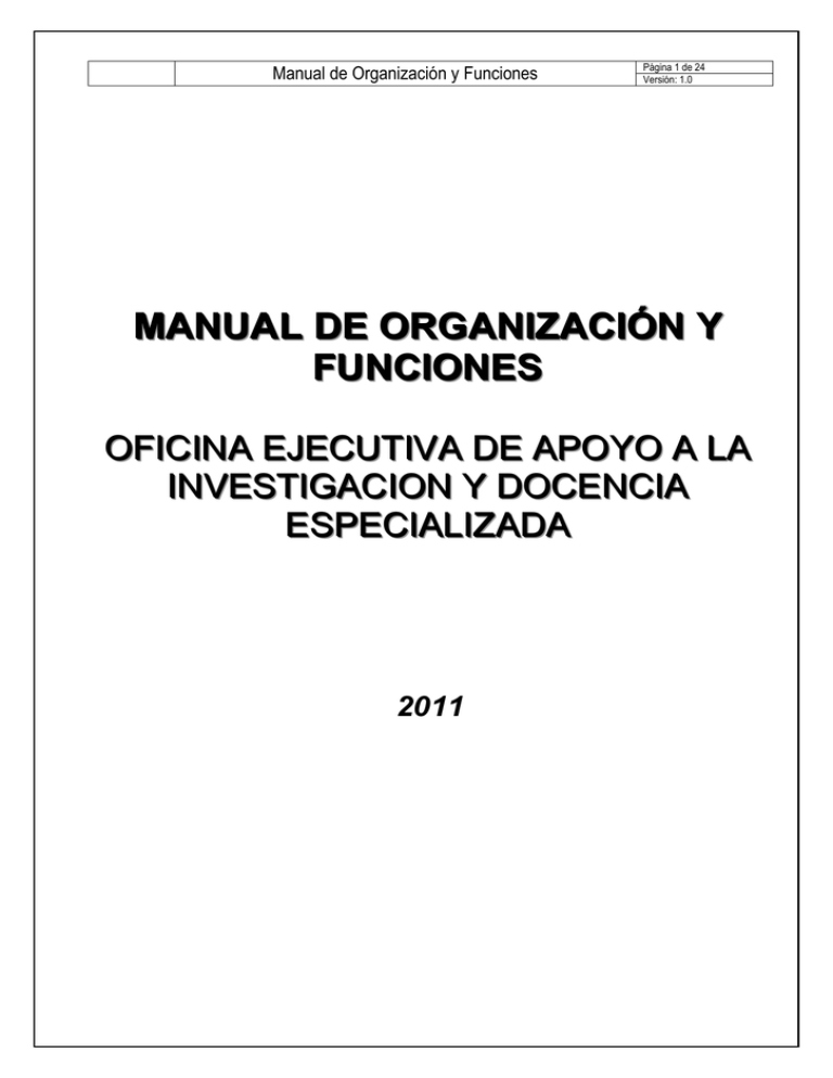Manual de Organización y Funciones de la OEAIDE