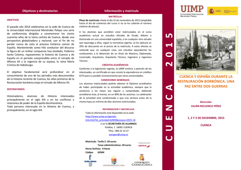 cuenca 2 0 1 5 - Universidad Internacional Menéndez Pelayo