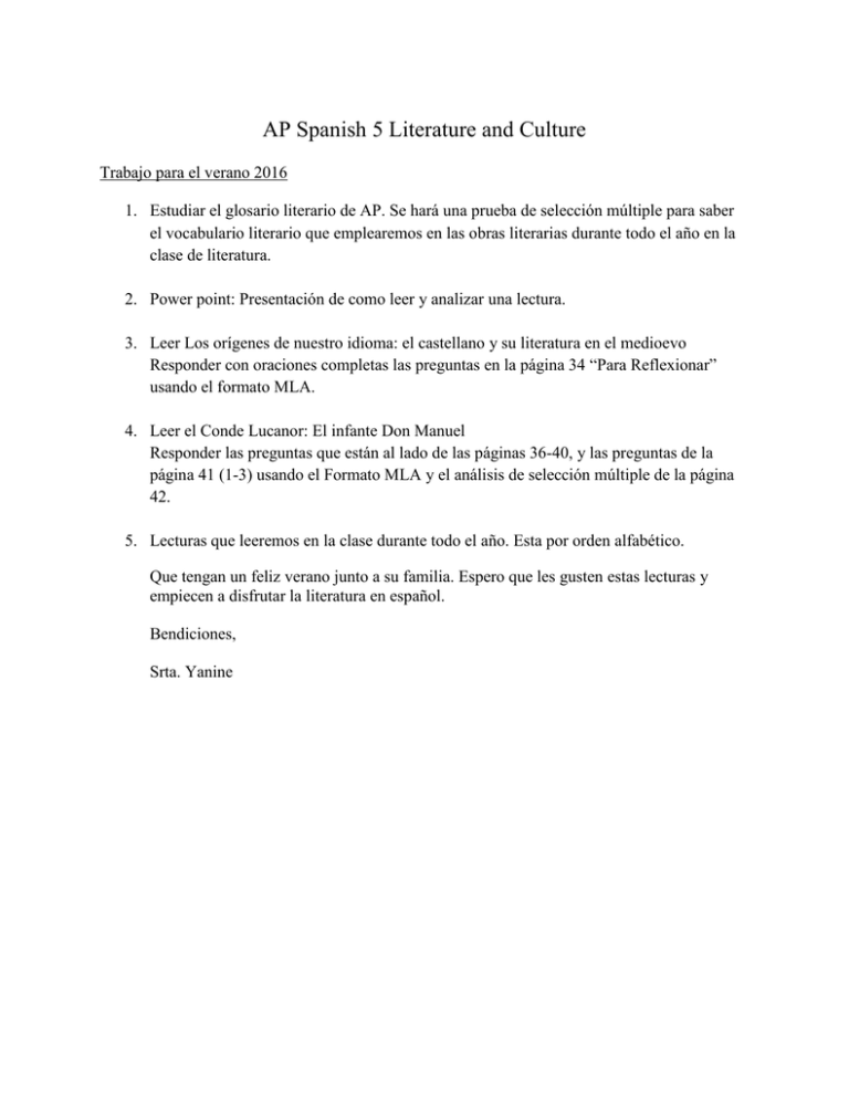 AP Spanish 5 Literature and Culture